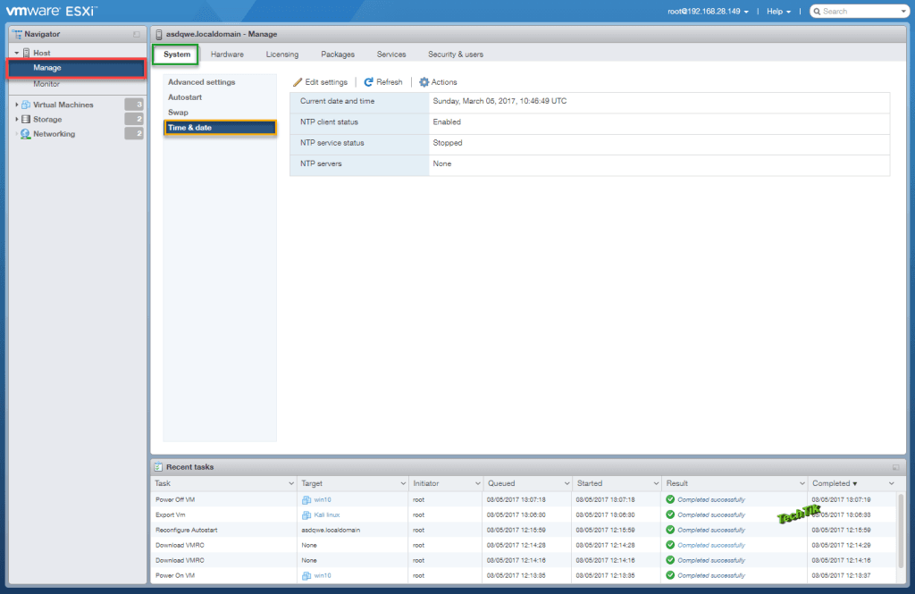 تنظیم ساعت سرور با NTP در ESXI و vSphere Web Client